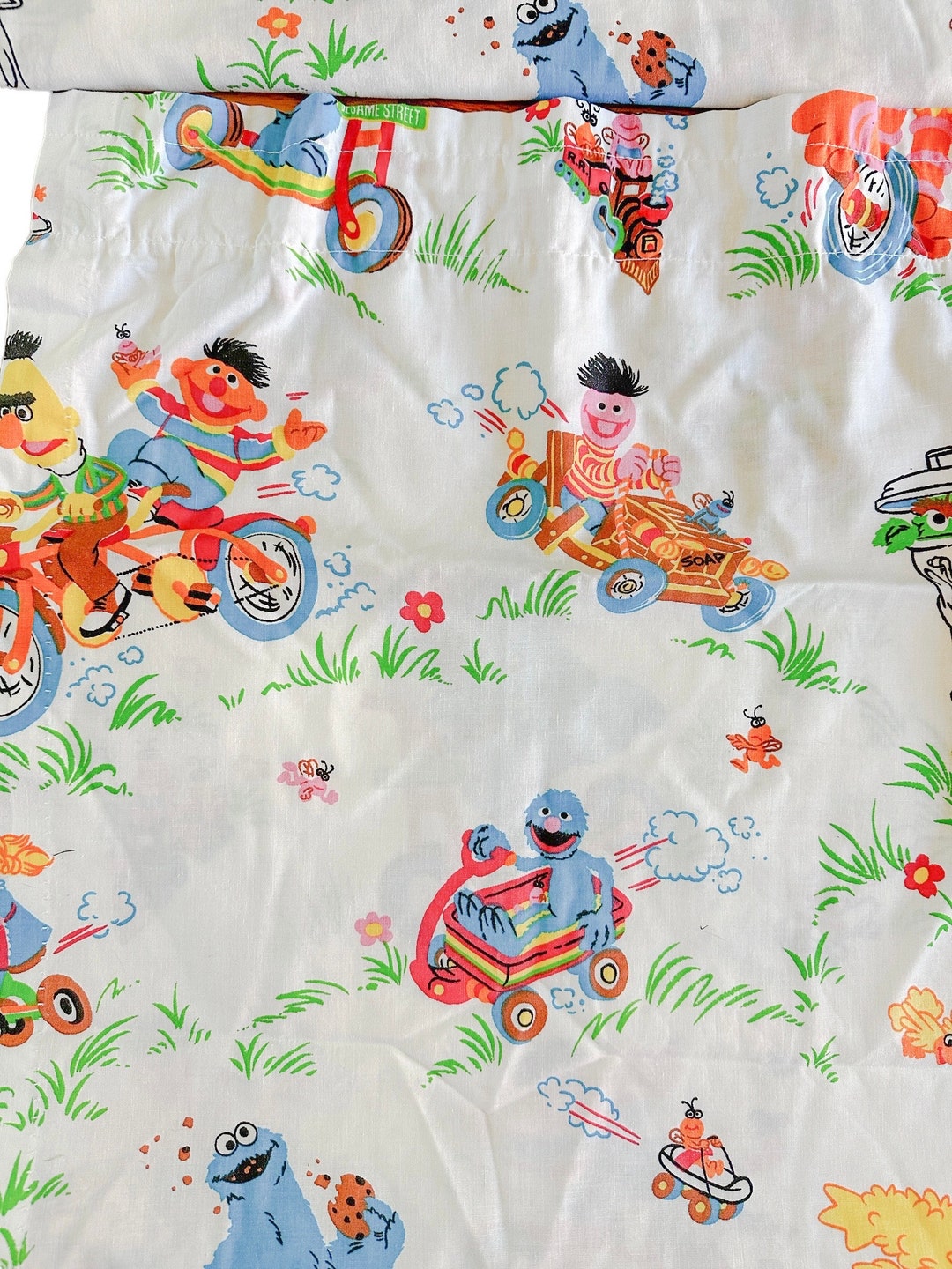 Vintage Sesame Street Cotton Curtains Fabric 4 Panels - Etsy