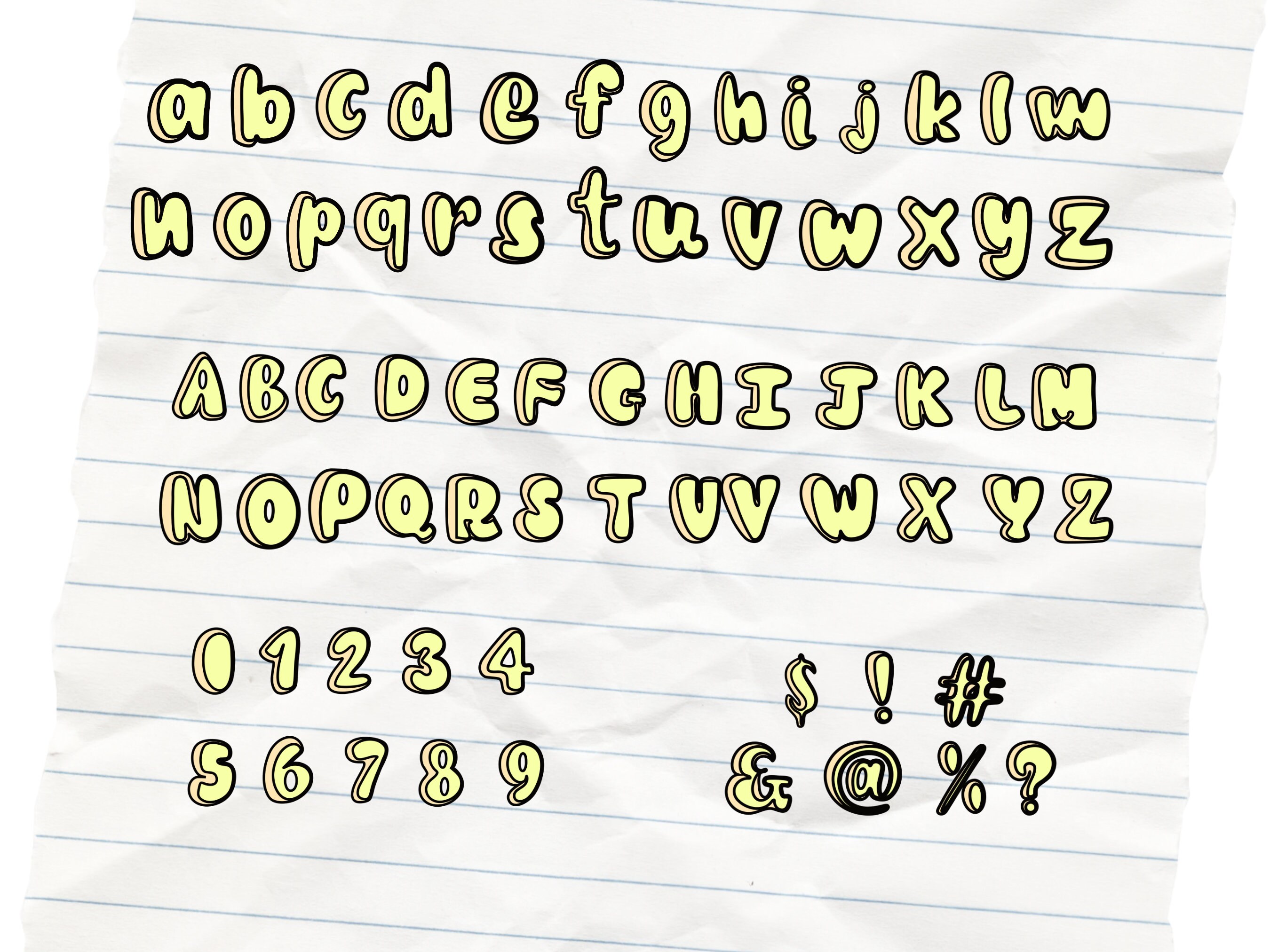 Kawaii Alphabet Doodle Letters & Numbers Sublimation PNG, Hand Drawn ...