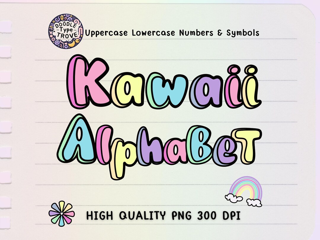 Kawaii Alphabet Doodle Letters & Numbers Sublimation PNG, Hand Drawn ...