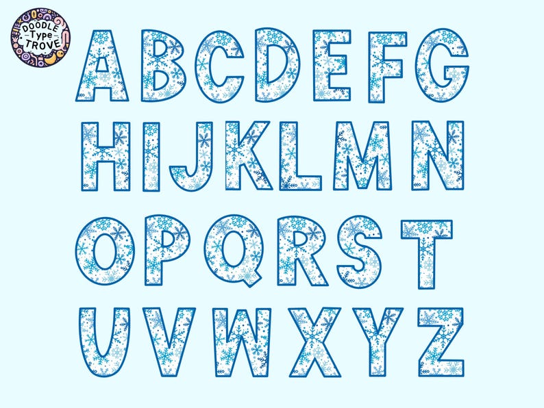 Winter Snowflake Alphabet Doodles | Hand-drawn Clipart Letters ...