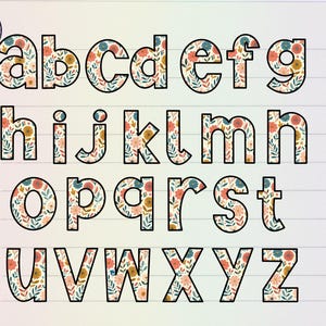 Spring Floral Alphabet Doodles - Instant Download PNG Files, Colorful ...