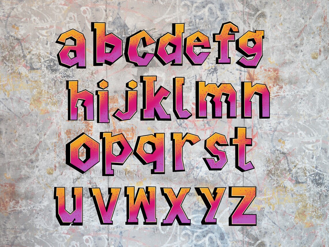 Spray Break Graffiti Alphabet PNG - Urban Street Art Digital Font ...