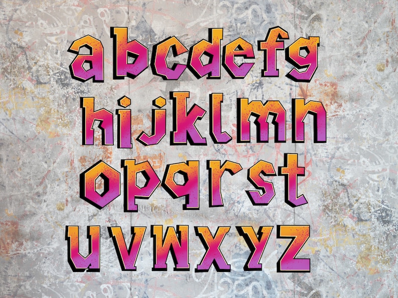 Spray Break Graffiti Alphabet PNG - Urban Street Art Digital Font ...