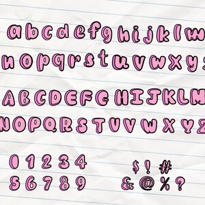 Kawaii Alphabet Doodle Letters & Numbers Sublimation PNG, Hand Drawn ...