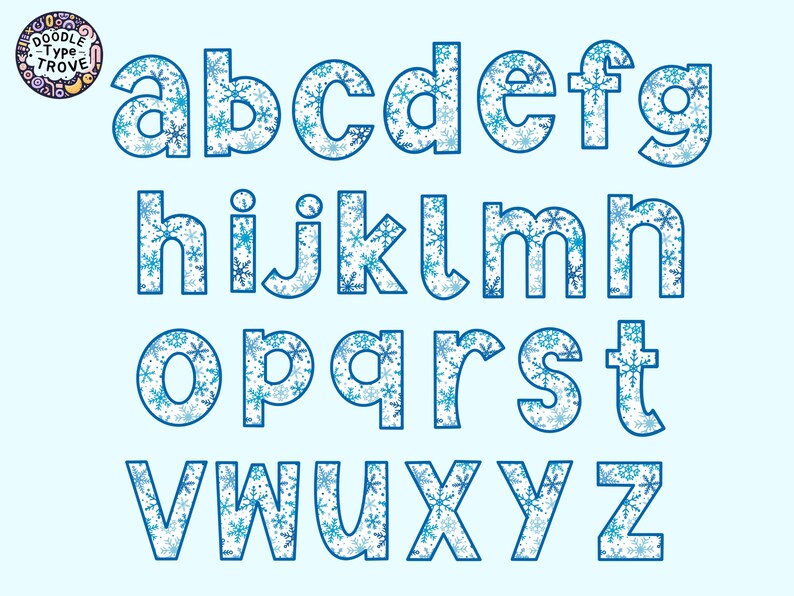 Winter Snowflake Alphabet Doodles | Hand-drawn Clipart Letters ...