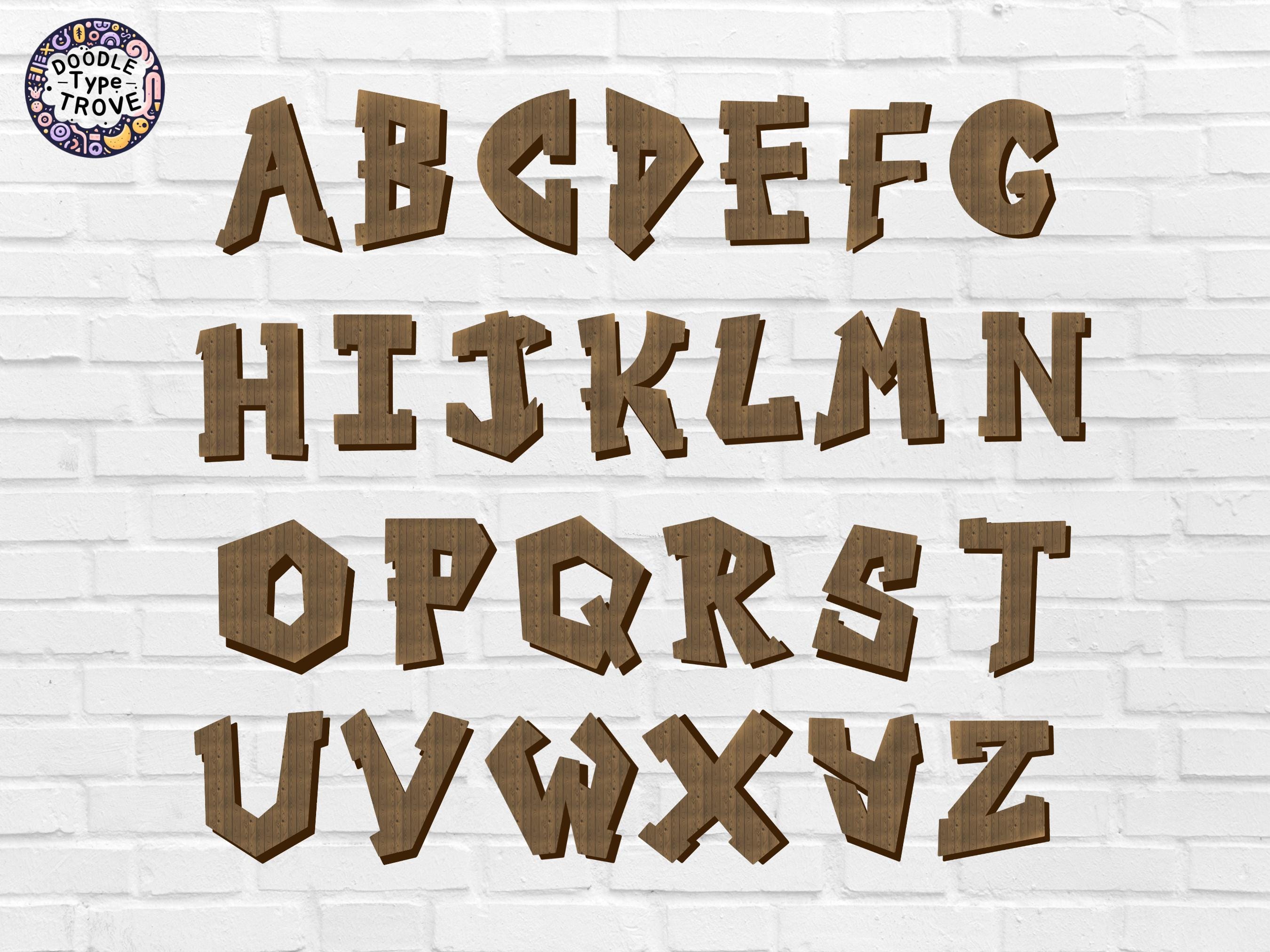Wood Alphabet Doodles | Hand-drawn Letters Clipart | Instant Download ...