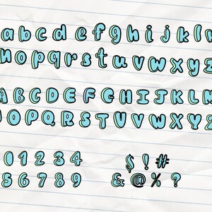 Kawaii Alphabet Doodle Letters & Numbers Sublimation PNG, Hand Drawn ...