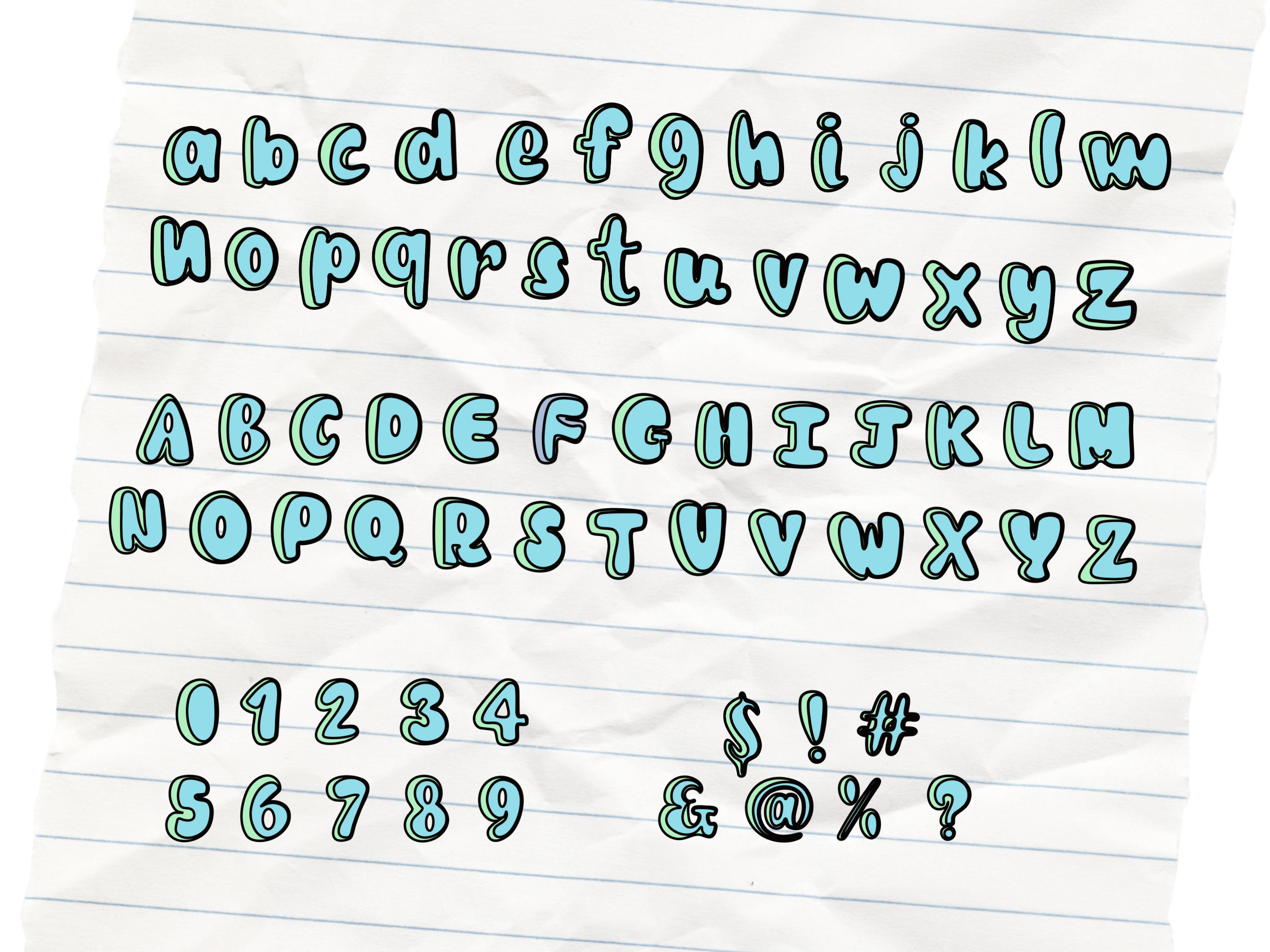 Kawaii Alphabet Doodle Letters & Numbers Sublimation PNG, Hand Drawn ...