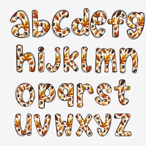 Autumn Leaf Alphabet Doodles, Instant Download PNG Files ...