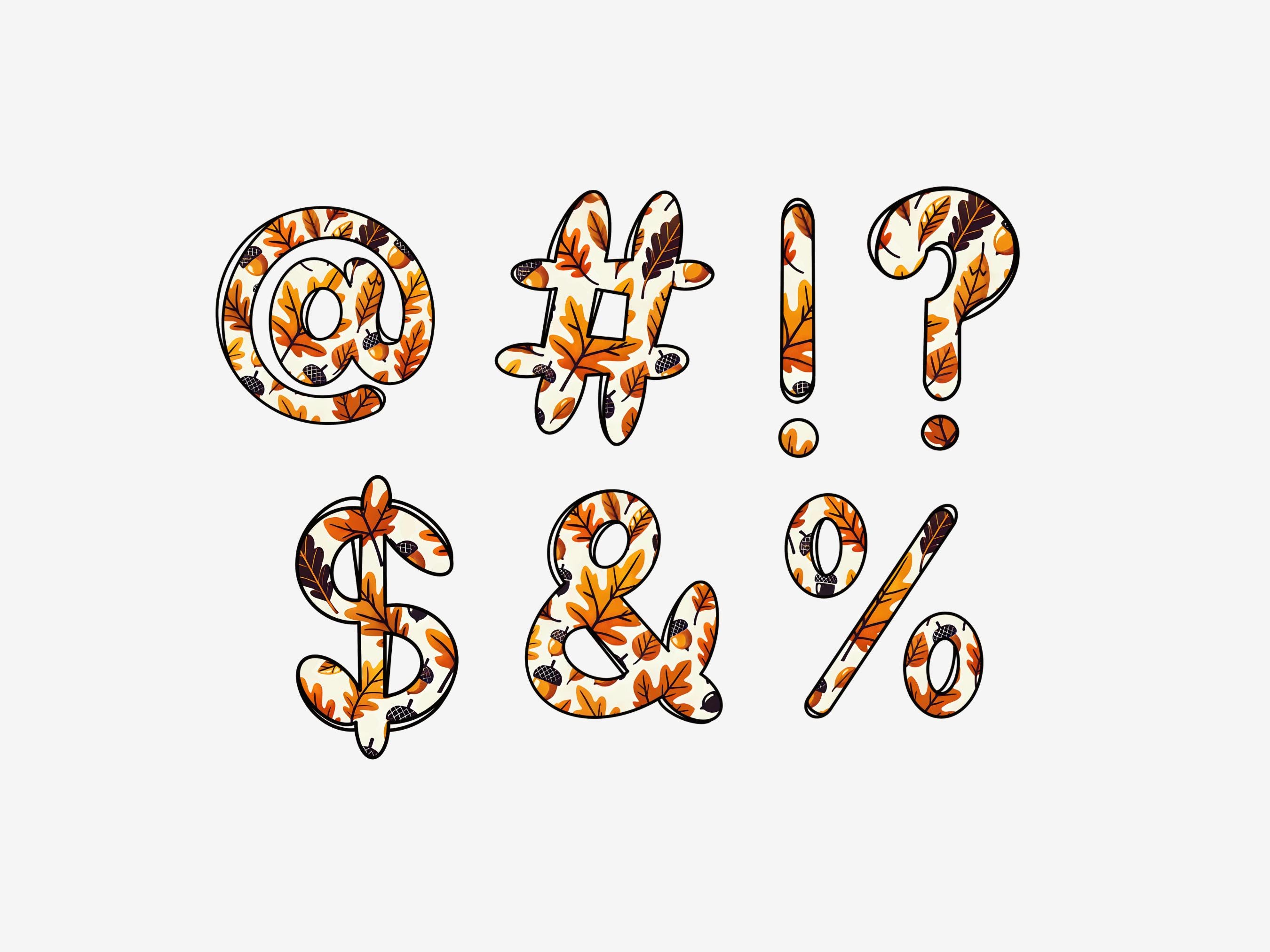 Autumn Leaf Alphabet Doodles, Instant Download PNG Files ...