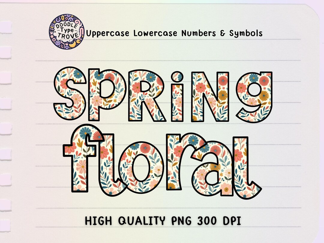 Spring Floral Alphabet Doodles - Instant Download PNG Files, Colorful ...