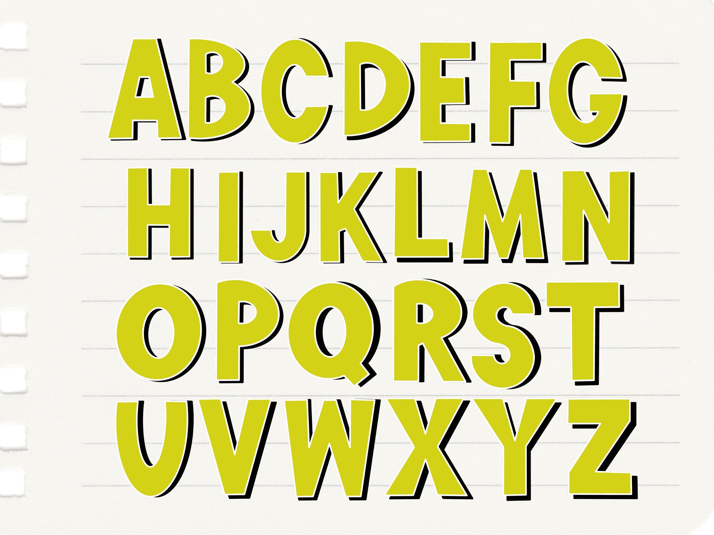 Colorful Doodle Alphabet Letters PNG Digital Download, 6 Vibrant Colors ...