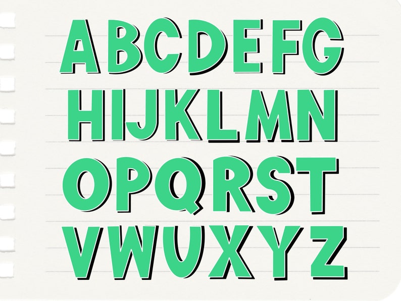 Colorful Doodle Alphabet Letters PNG Digital Download, 6 Vibrant Colors ...