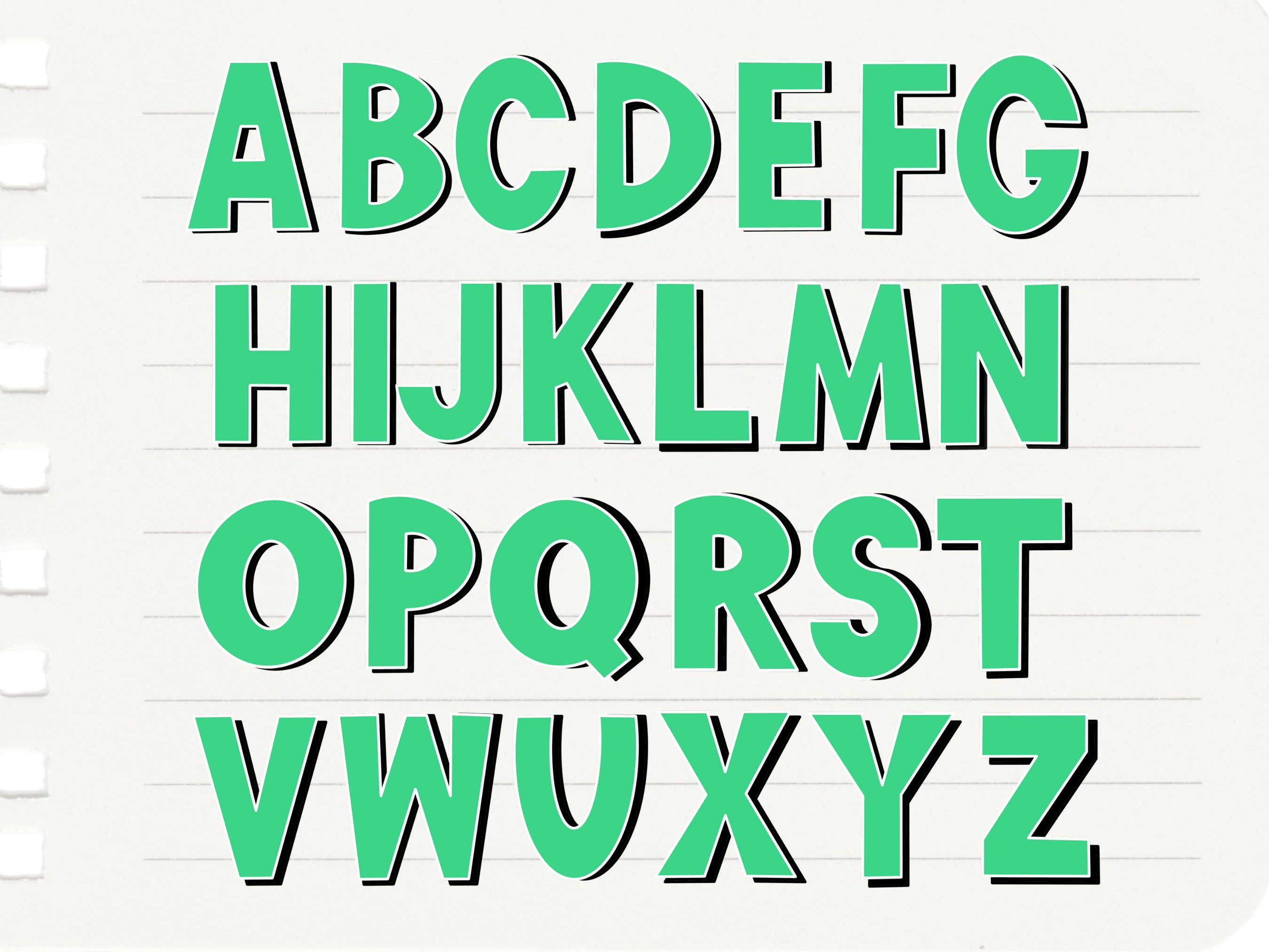 Colorful Doodle Alphabet Letters PNG Digital Download, 6 Vibrant Colors ...