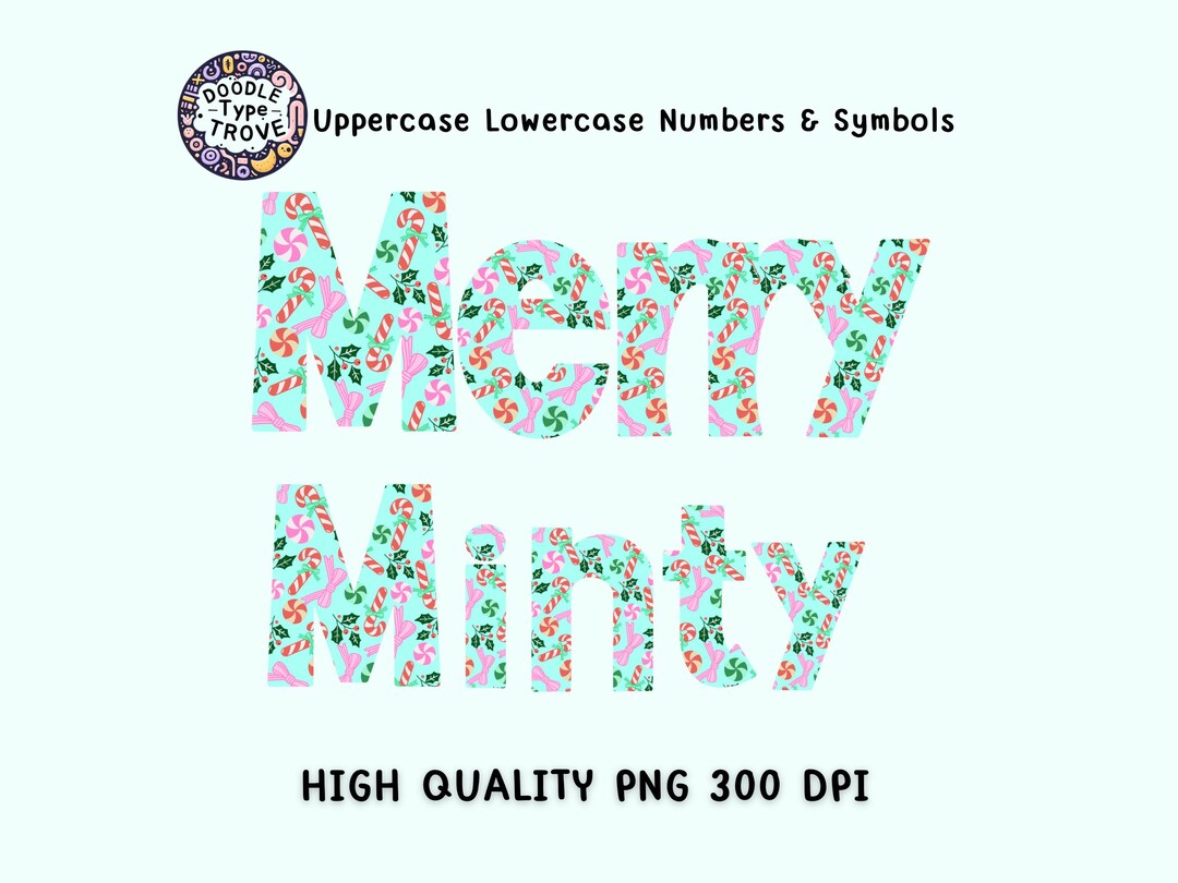 Merry Minty Alphabet Doodles | Hand-drawn PNG Letters | Digital ...