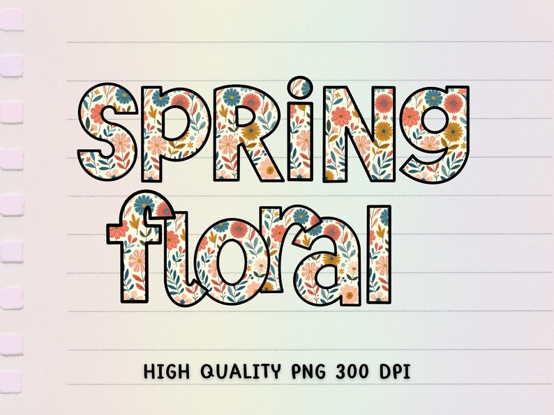 Spring Floral Alphabet Doodles Instant Download PNG Files, Colorful ...