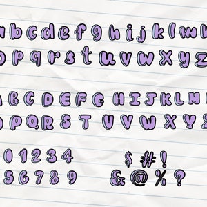 Kawaii Alphabet Doodle Letters & Numbers Sublimation PNG, Hand Drawn ...