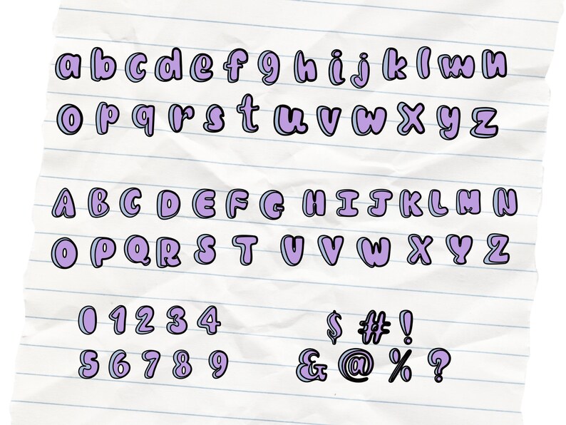 Kawaii Alphabet Doodle Letters & Numbers Sublimation PNG, Hand Drawn ...