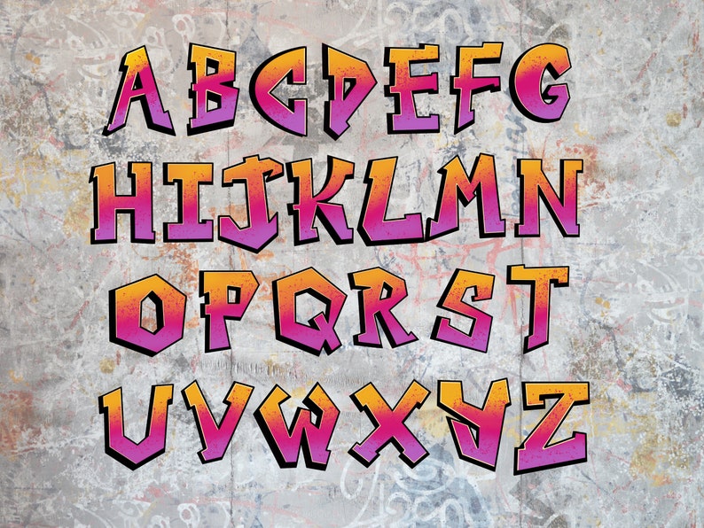 Spray Break Graffiti Alphabet PNG - Urban Street Art Digital Font ...