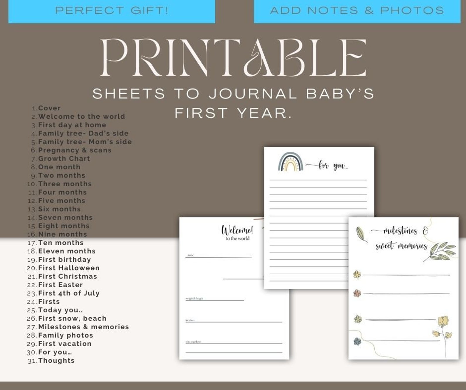 Printable Baby Book Pages | Baby Journal | Baby Memory Book PDF ...