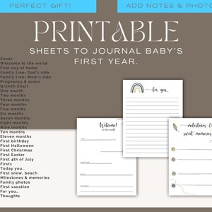 Printable Baby Book Pages | Baby Journal | Baby Memory Book PDF ...