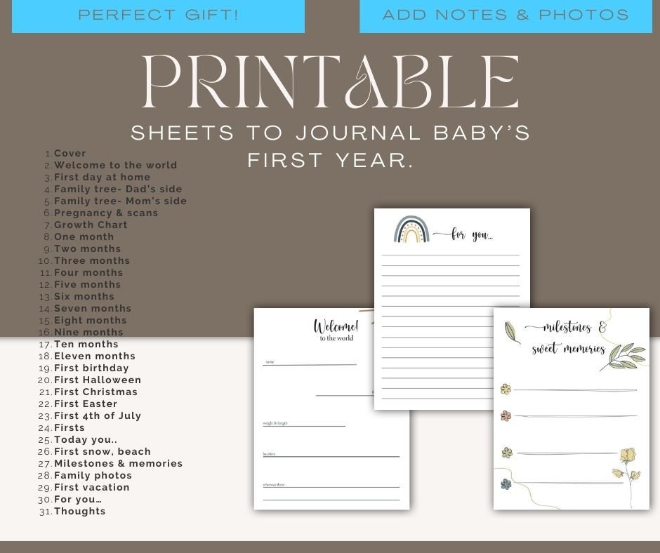 Printable Baby Book Pages | Baby Journal | Baby Memory Book PDF ...