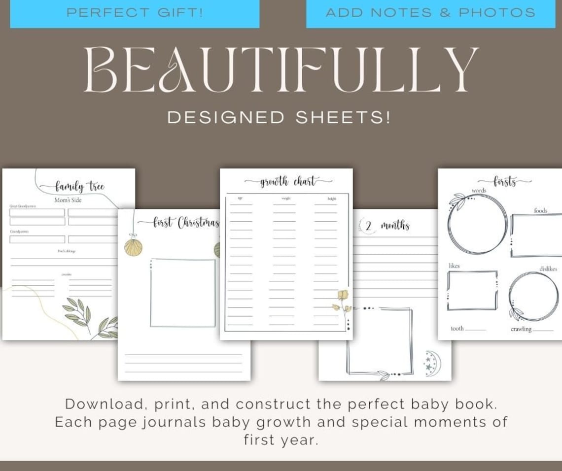 Printable Baby Book Pages | Baby Journal | Baby Memory Book PDF ...