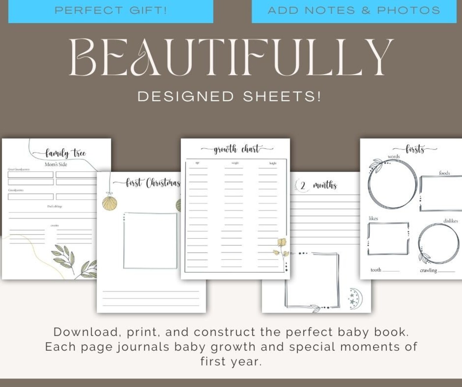 Printable Baby Book Pages | Baby Journal | Baby Memory Book PDF ...