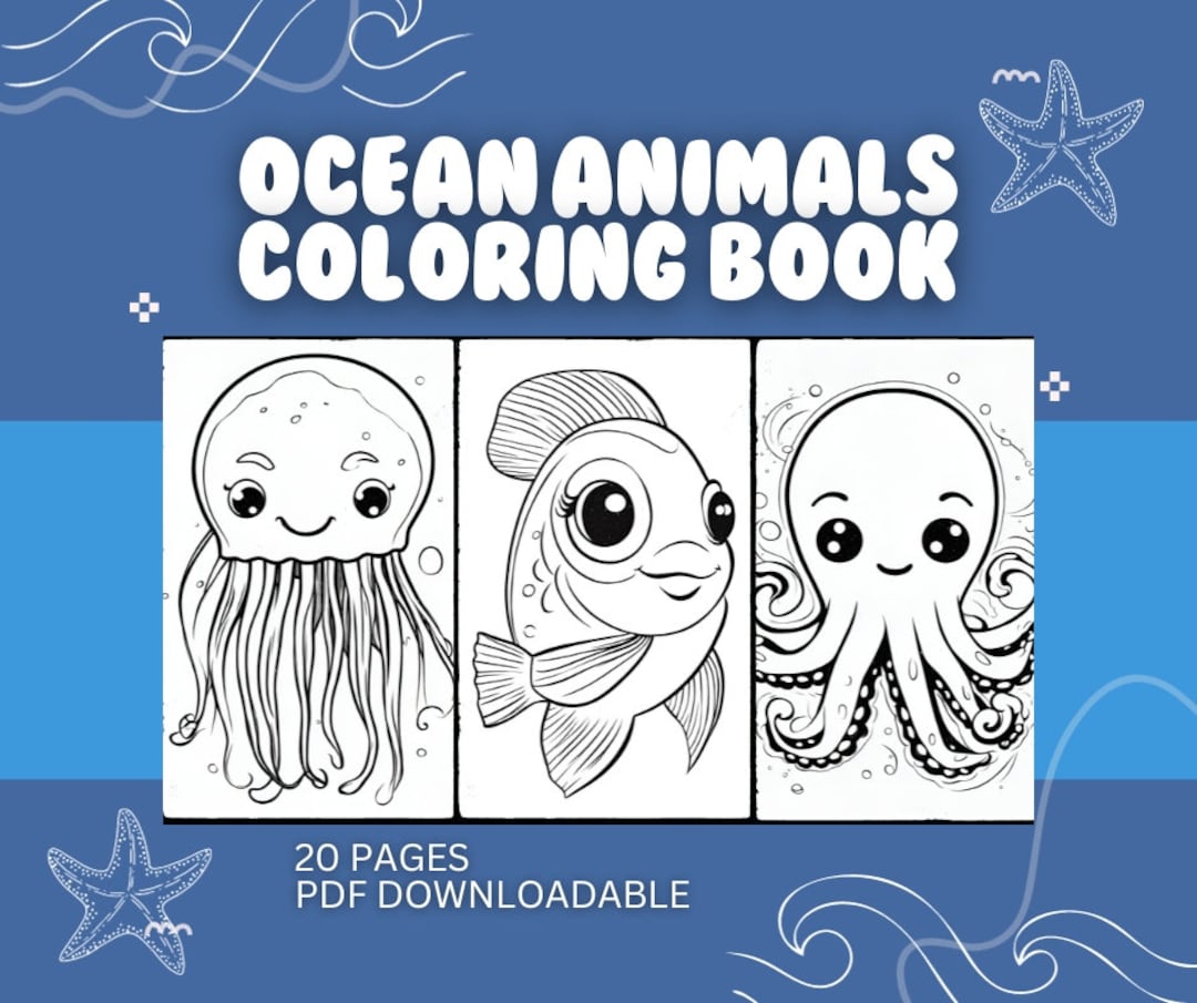 20 Sea Animals Coloring Pages | PDF Printable Digital | Ocean Animal ...