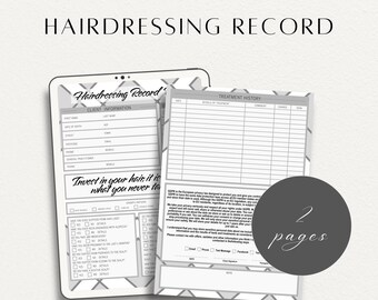 Hairdressing Client Record Form Consultation Treatment Salon Stationery ...
