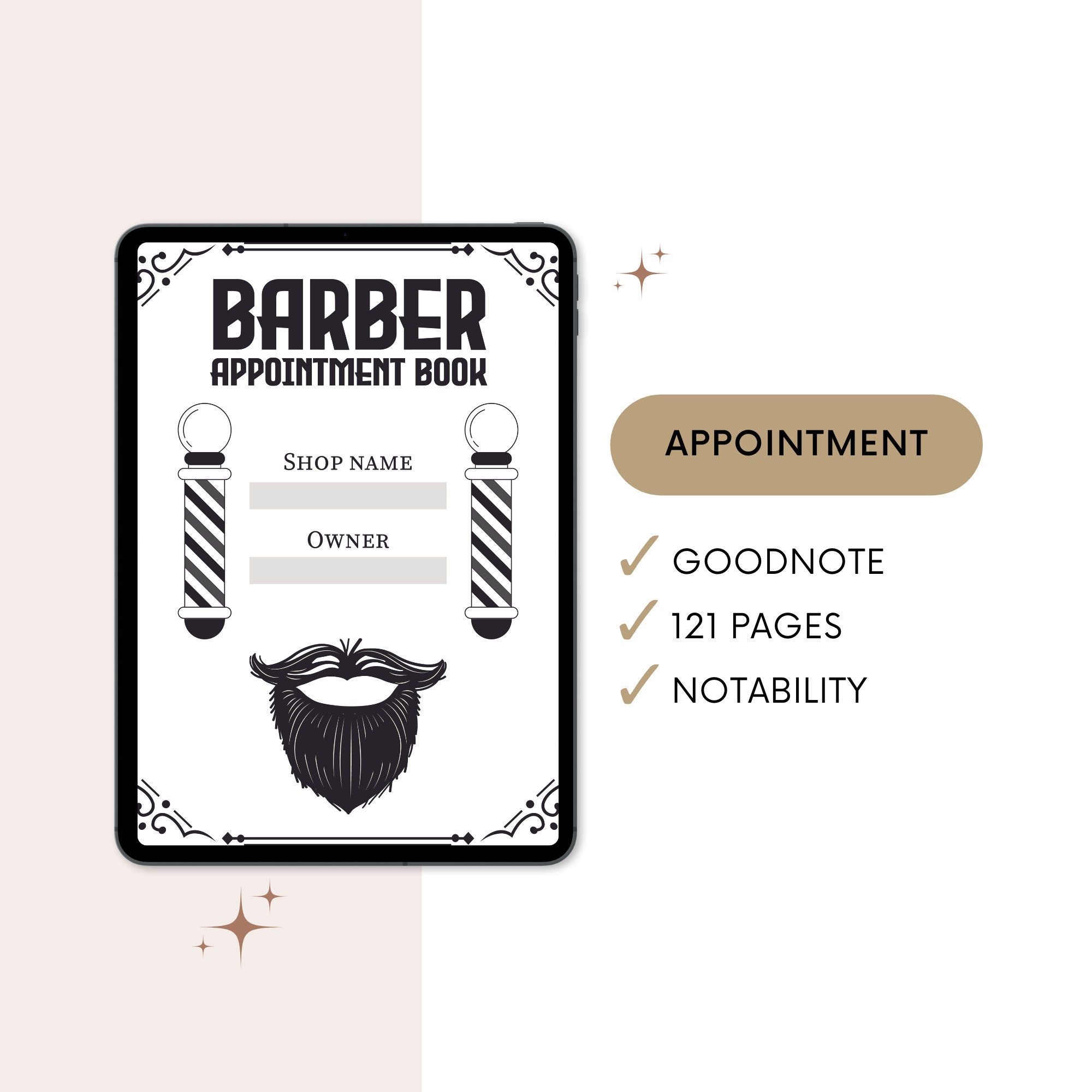 Digital Barber Appointment Planner, Weekly Salon Planner, MRR Schedule ...