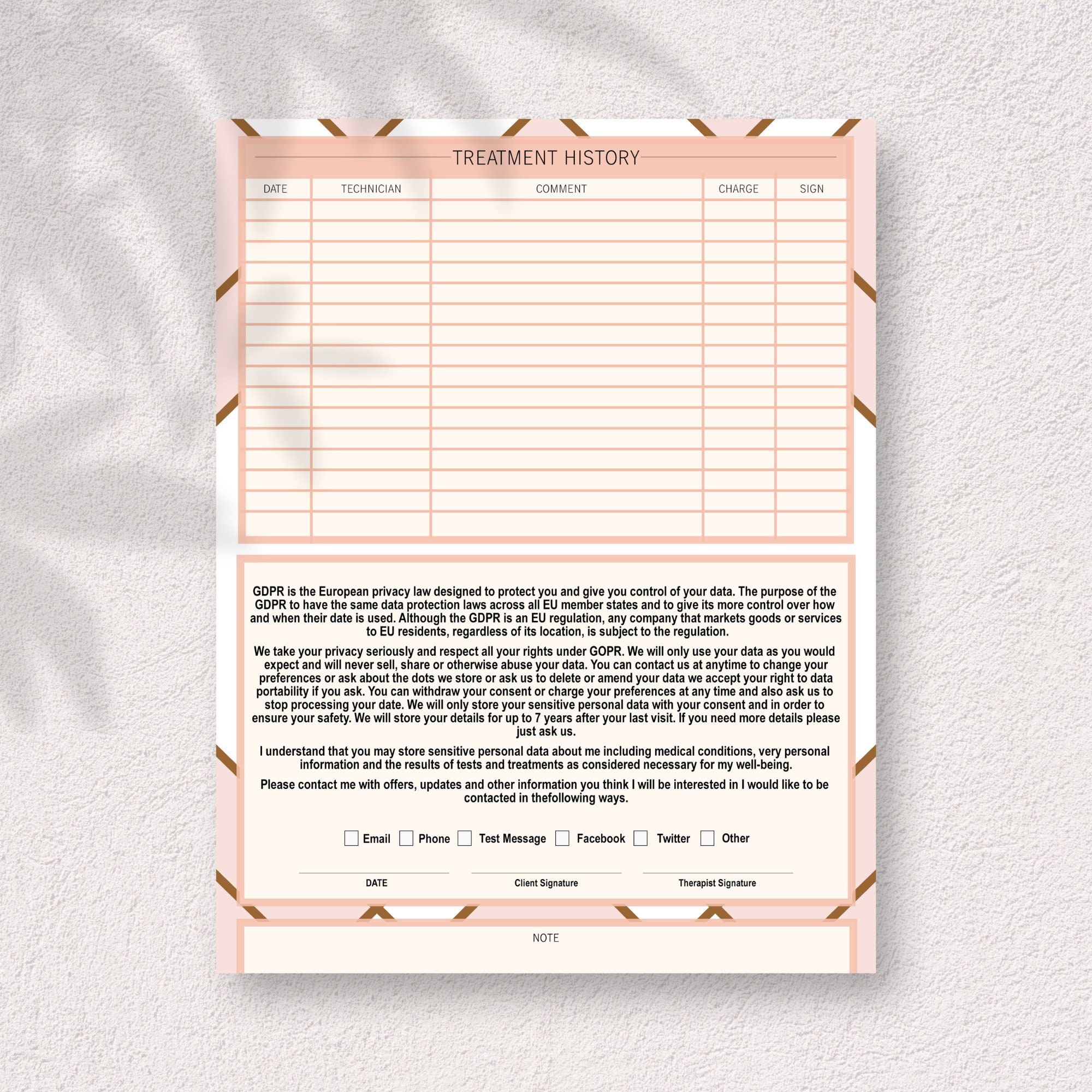 Nail Care Record Form, Nail Tech Client Profile & Nail Art Template ...