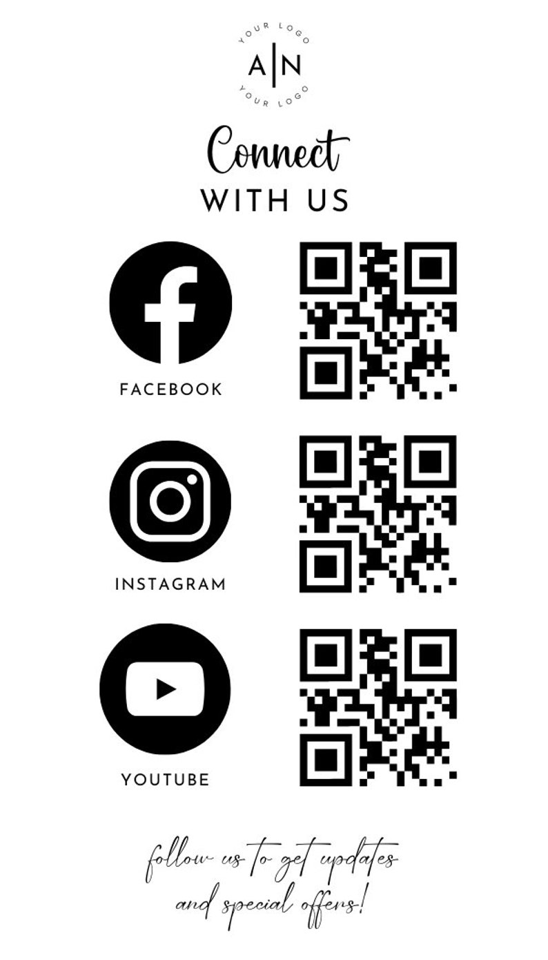 Connect With Us QR Code Template, Business QR Code Printable for Tap to ...