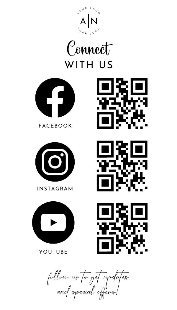 Connect With Us QR Code Template, Business QR Code Printable for Tap to ...