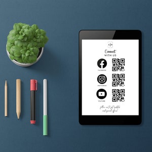 Connect With Us QR Code Template, Business QR Code Printable for Tap to ...