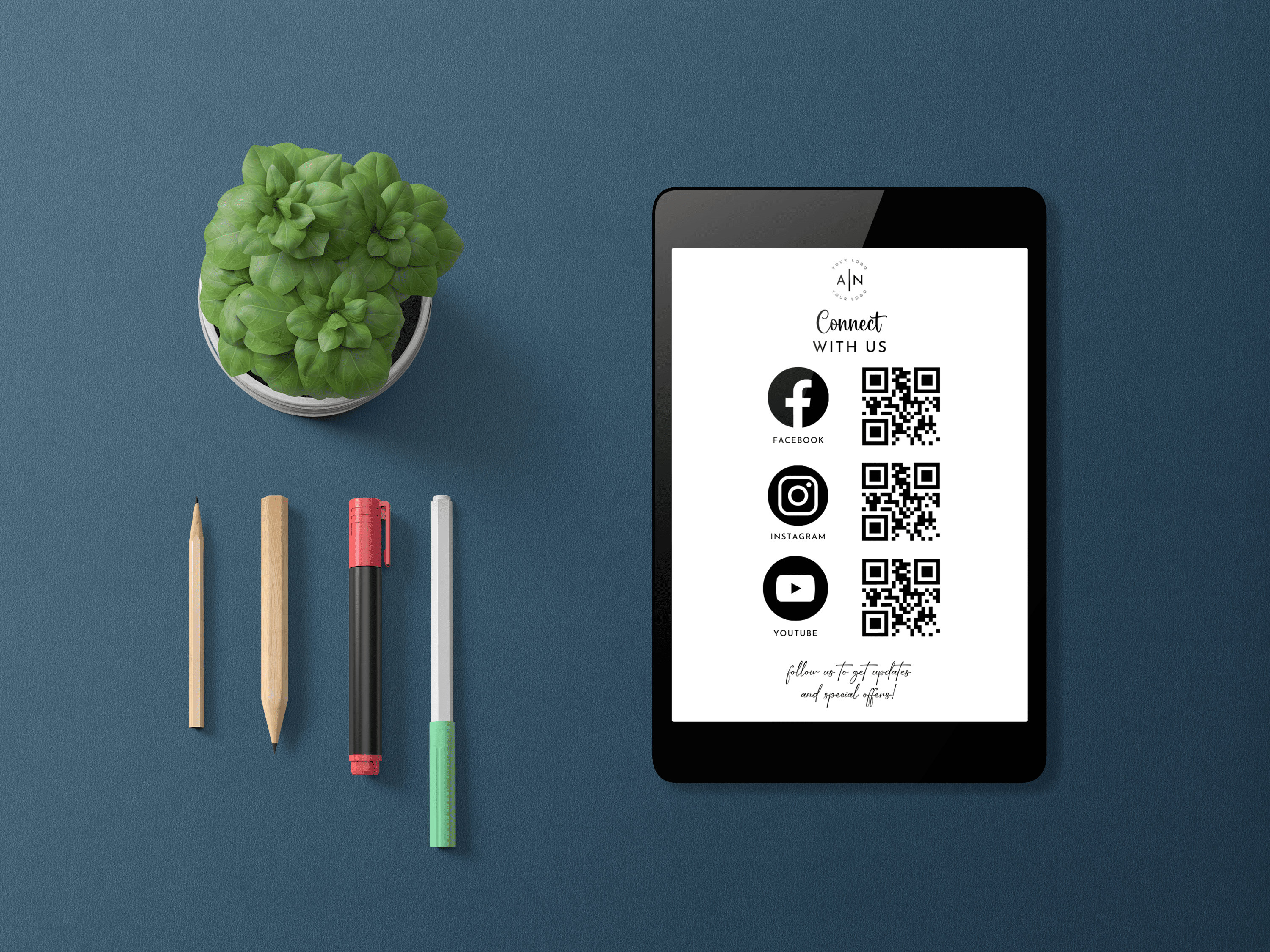 Connect With Us QR Code Template, Business QR Code Printable for Tap to ...