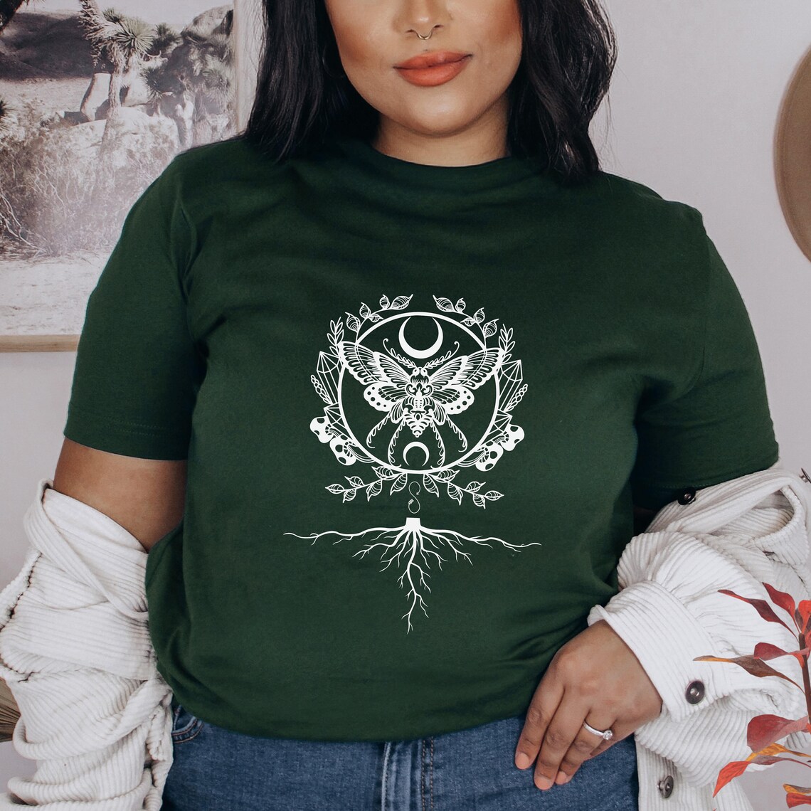 Cottagecore Moth Green T-shirt Forestcore Spiritual Green Witch ...