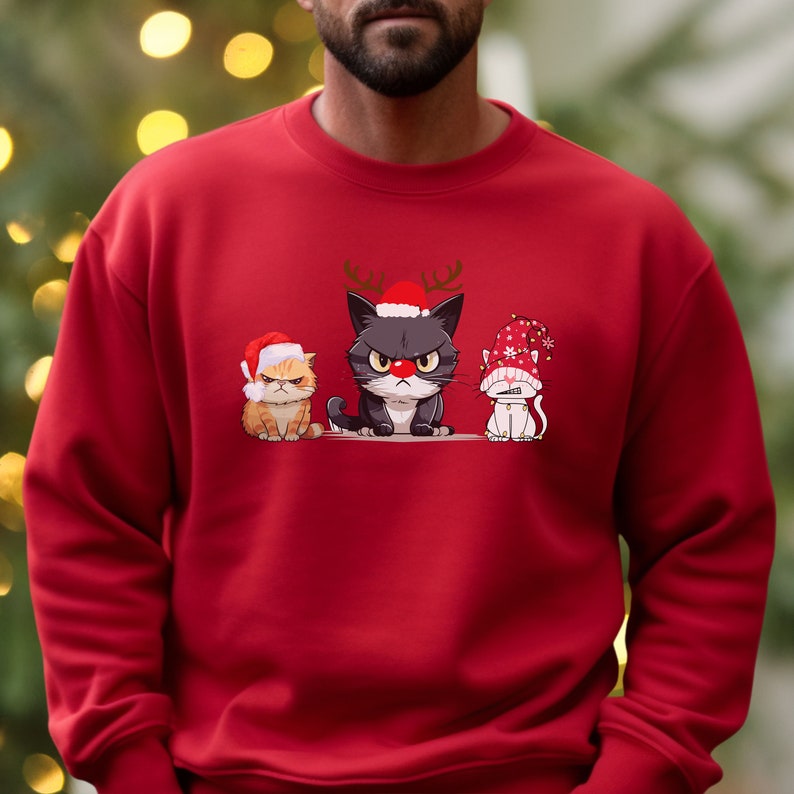 Funny Ugly Christmas Jumper For Cat Lover Christmas Sweatshirt Etsy