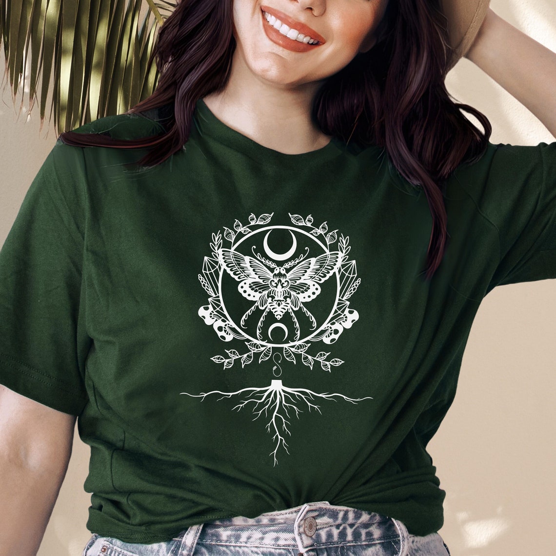 Cottagecore Moth Green T-shirt Forestcore Spiritual Green Witch ...