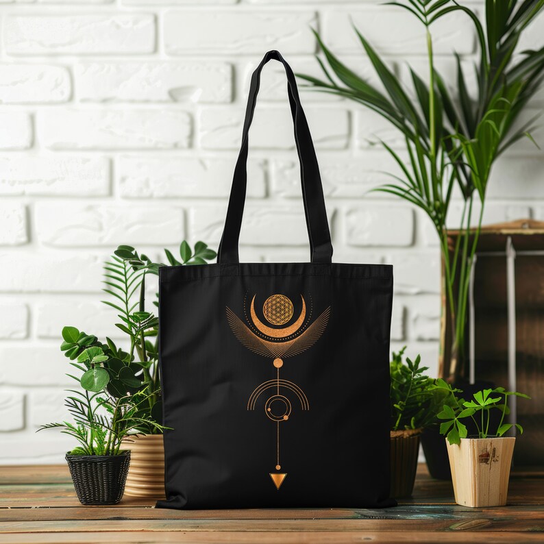 Sacred Geometry Aesthetic Cotton Tote Flower of Life Shoulder Bag ...