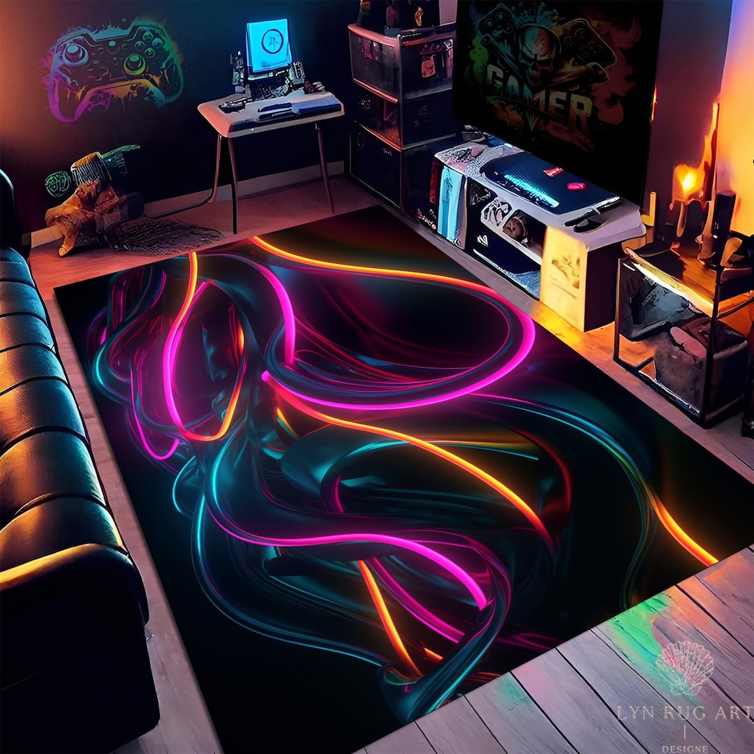 Gaming Room Rug, E-sport Rug, Colorful Rug, Gamer Rug, Purple Rug, Boys ...