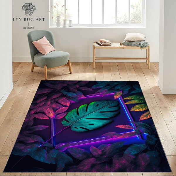 Neon Leaf Rug - Etsy