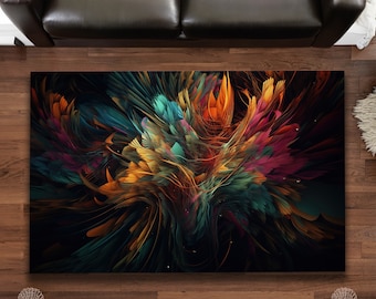 Colorful Rug, Abstract Watercolor Rug, Rainbow Carpet, Non Slip High ...