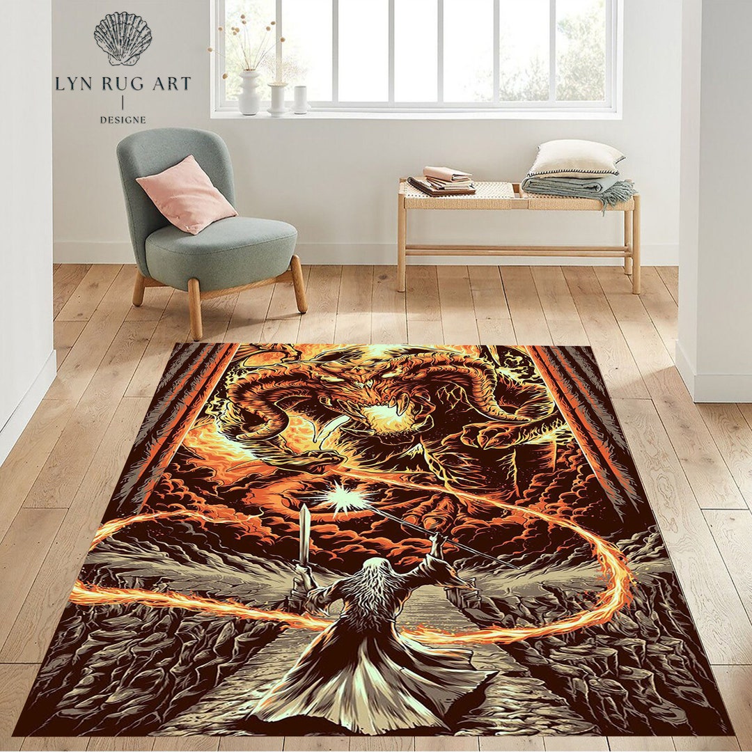 Gandal Vs Balrog Rug, Lord of the Rings Rug, Movie Rug, Kids Room Rug ...