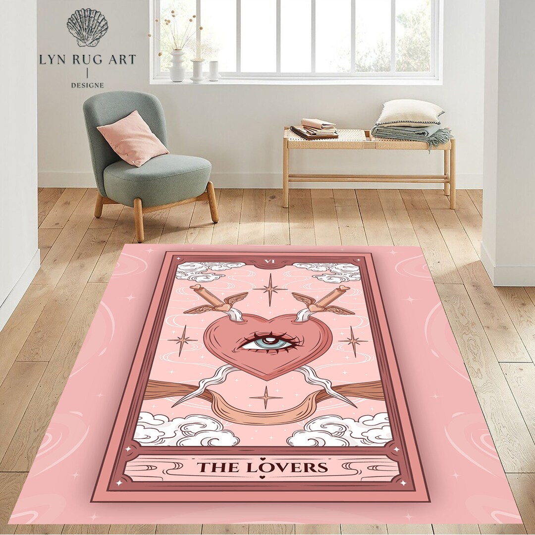 Pink Astrology Rug, Magic Drawing Rug, Magical Moon Rug, Tarot Card ...
