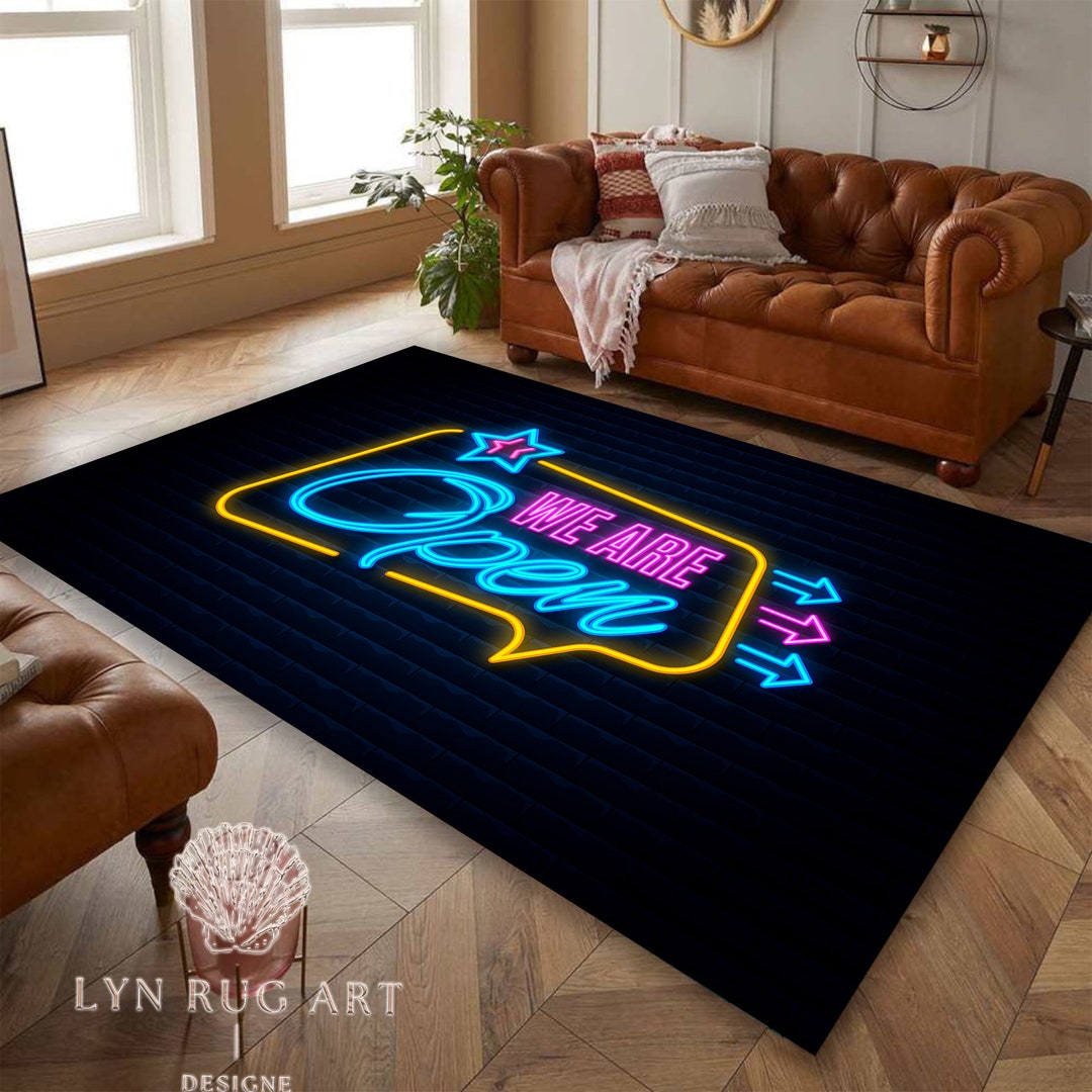 Abstract Rug, Neon Rug, Modern Rug, Neon Vortex Rug, Living Room Rug ...