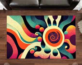 Psychedelic 70s Rug, Groovy Psychedelic, Retro Swirl Rug, Groovy Funky ...
