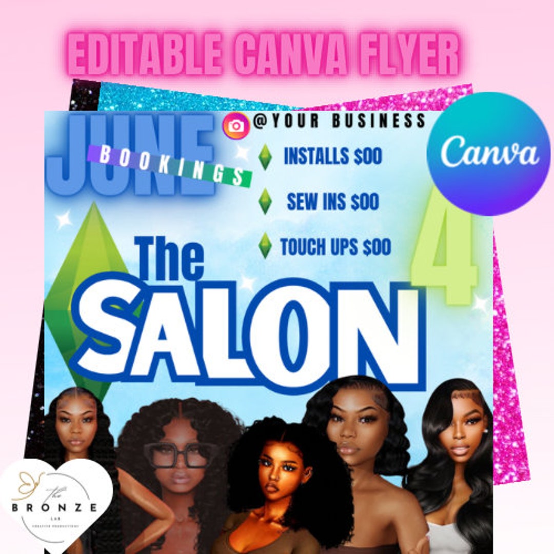 Sims Themed Beauty Flyer, Instagram Post, Sims Hair Flyer, Canva Flyer ...