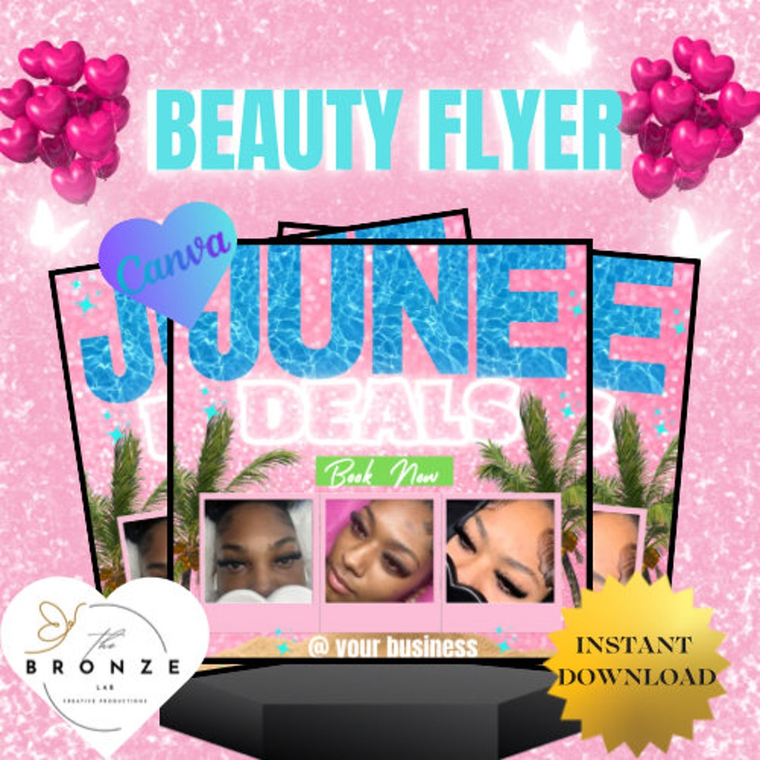 June Beauty Flyer, Canva Flyer, Editable Flyer, Add Your Brand, Hair ...