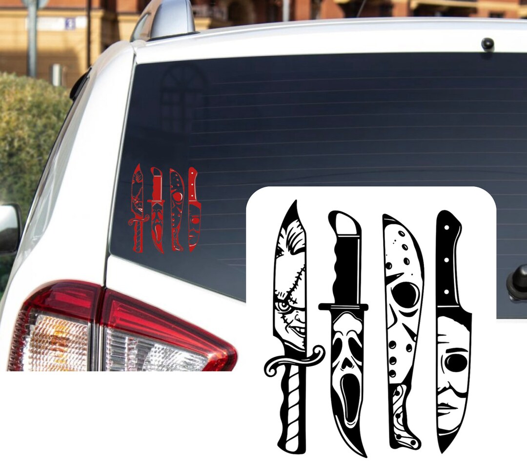 Horror Movie Slasher Knives Car Decal, Michael, Freddy, Ghostface ...